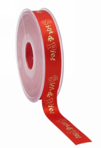 Luxe Satijnlint Sint & Piet Rood 23mm x 25meter Krabbendam Kadoverpakking