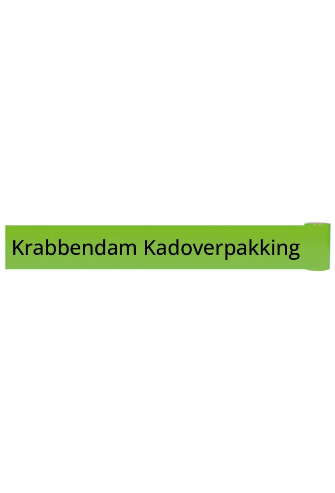 Bedrukt Openings lint Met Uw Eigen Tekst Lak Groen 15cm x10meter Krabbendam Kadoverpakking