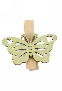 Houten Deco Knijper Vlinder Groen 4x2.2cm 36stuks Krabbendam Kadoverpakking