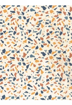 Kadopapier Gras Terrazzo Tile Brown & Blue & Yellowmetallic 70cm x 20 ...